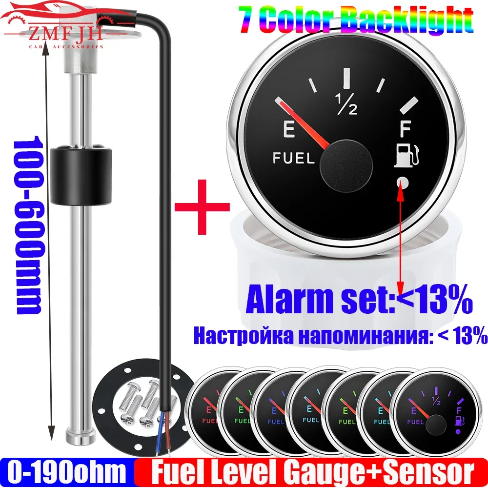 Waterproof-52mm-Fuel-Level-Gauge-Fuel-Float-Sensor-0-190-OHM-Fuel-Tank ...