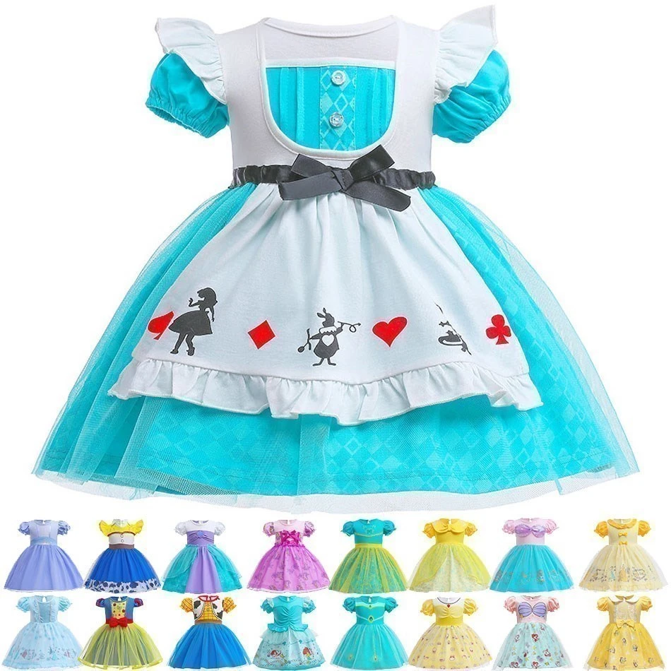 Children Alice Elsa Rapunzel Costume Baby Princess Birthday Dress ...