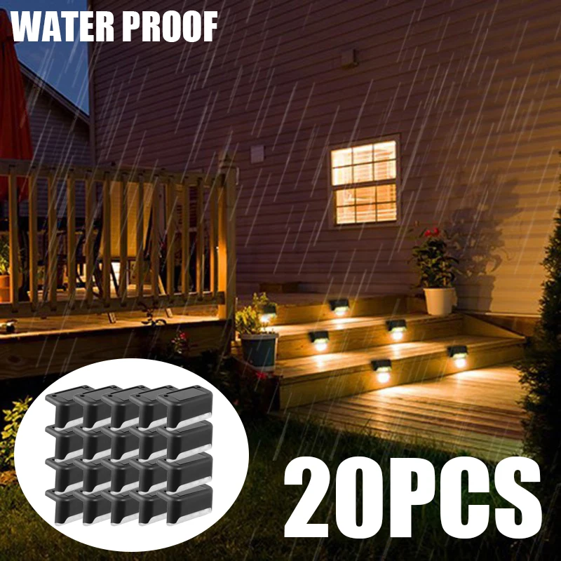 20PCS Solar LED Lamp Path Stair Outdoor Waterproof Wall Light Garden ...