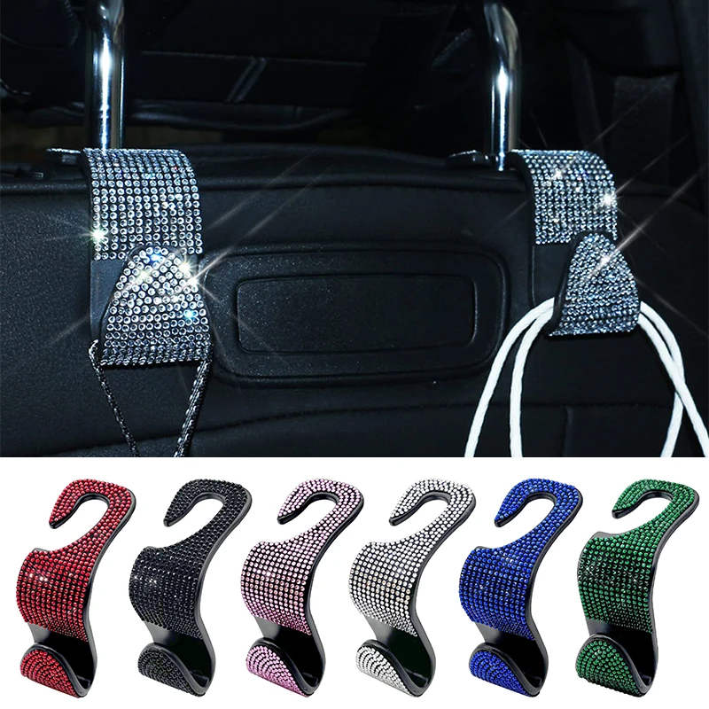 Rhinestone Car Seat Back Hook Bling Diamond Hanger Auto Back Universal ...