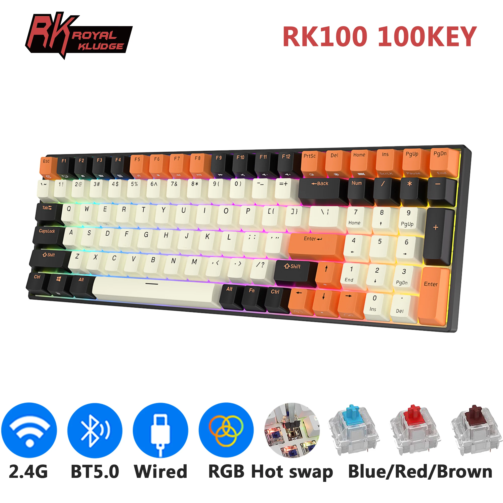 RK-ROYAL-KLUDGE-RK100-2-4G-Wireless-Bluetooth-Wired-RGB-Mechanical ...