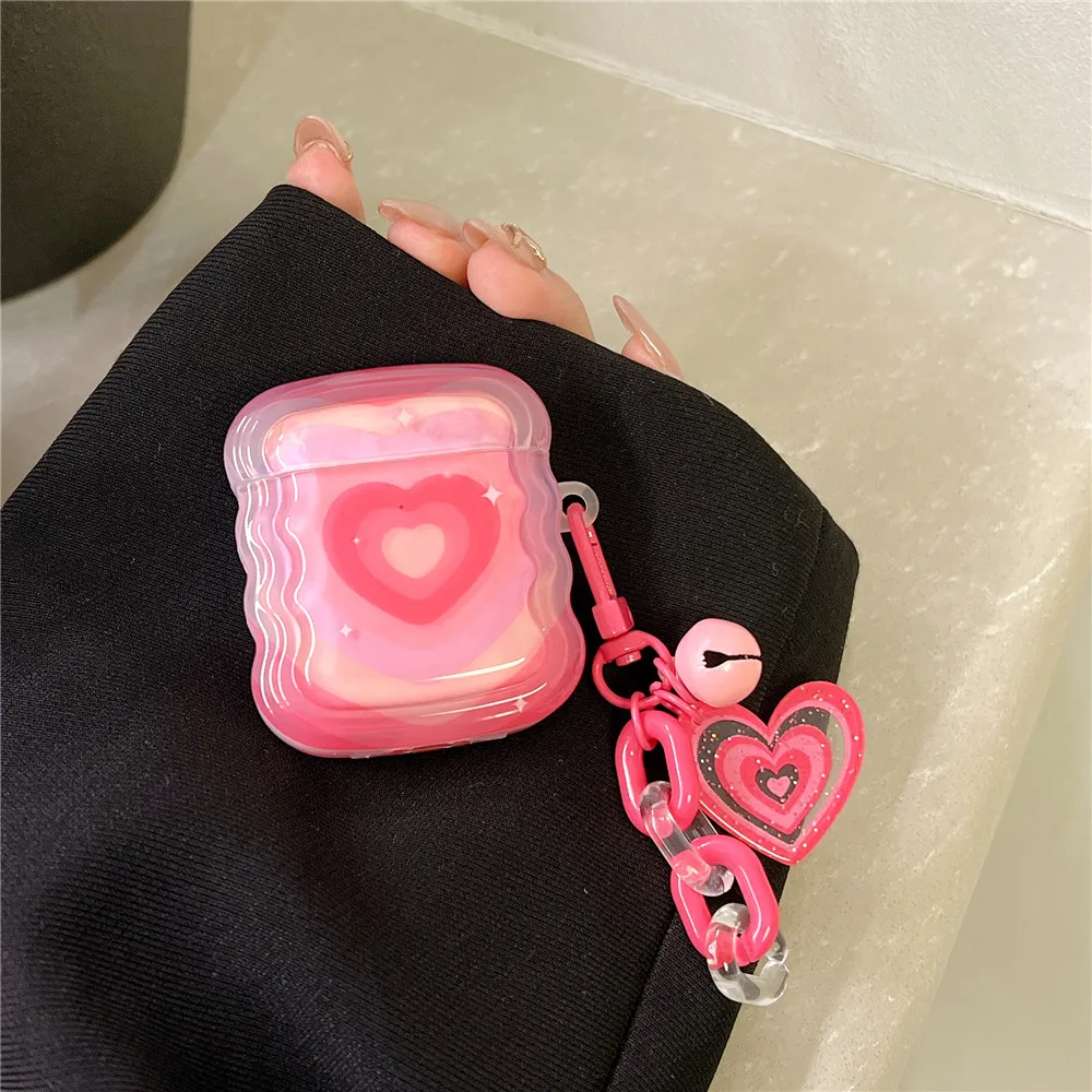 Pink-Love-Heart-Clear-TPU-Cover-For-Apple-Airpods-2-1-3-Earphone-Soft ...