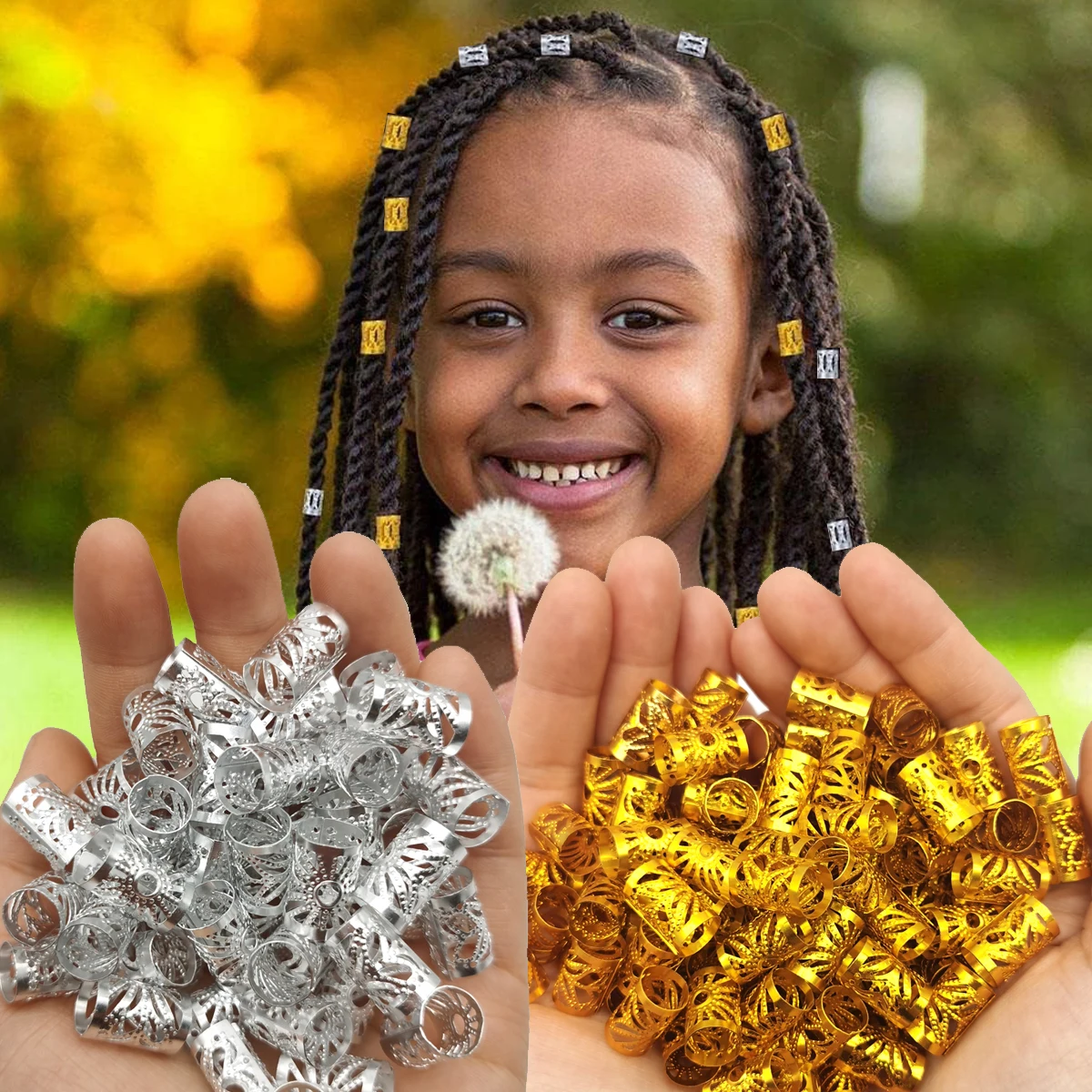 1Bag-50pcs-Tube-Beads-Golden-Silver-Aluminum-Rings-For-Dread-Dreadlock ...