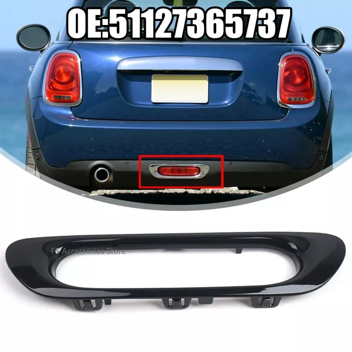 Car Rear Fog Light Black Cover Trim ABS Plastic For Mini Cooper F55 F56 ...