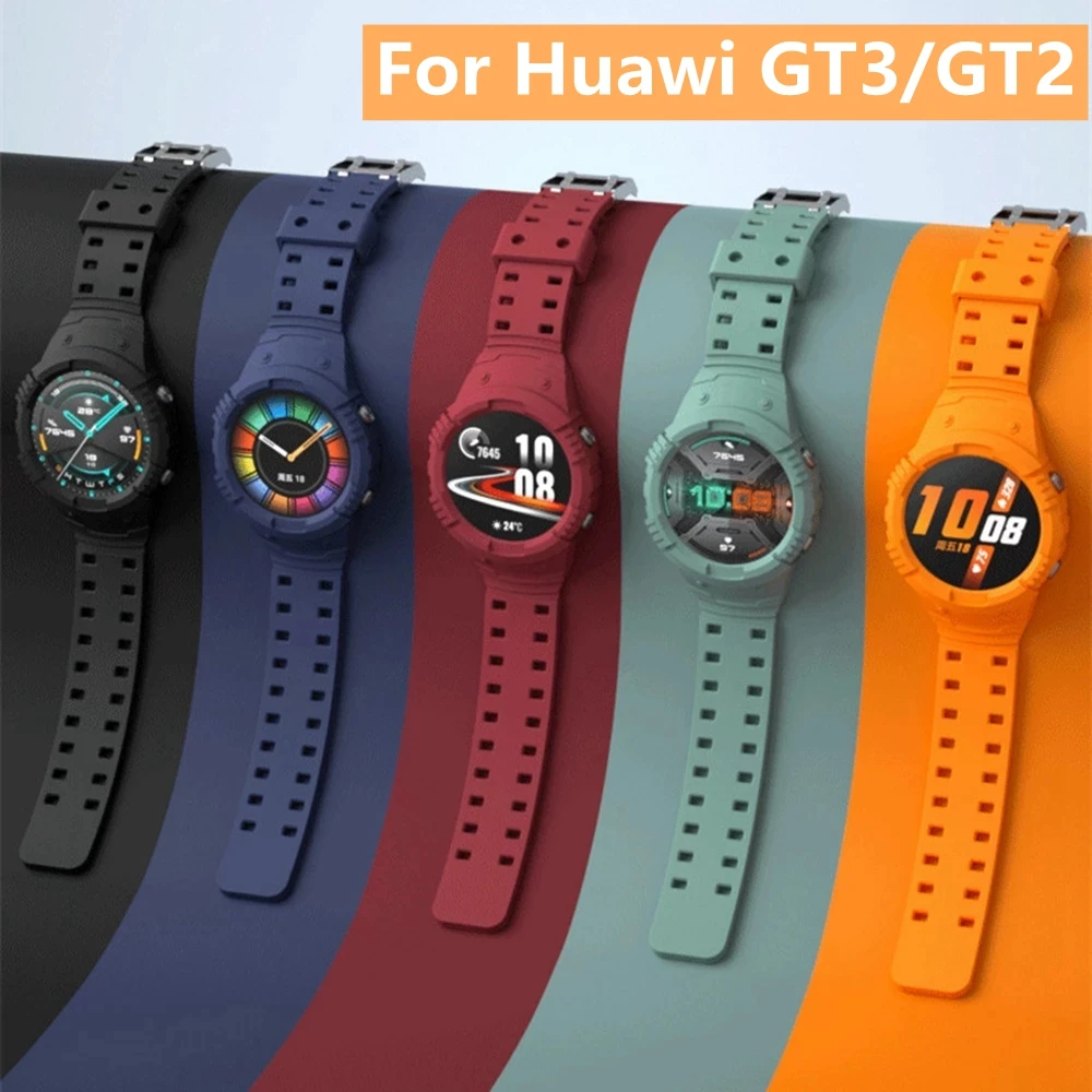 Silicone Strap + Cover For Huawei Watch GT3 GT2 42MM 46MM GT2E Bracelet ...