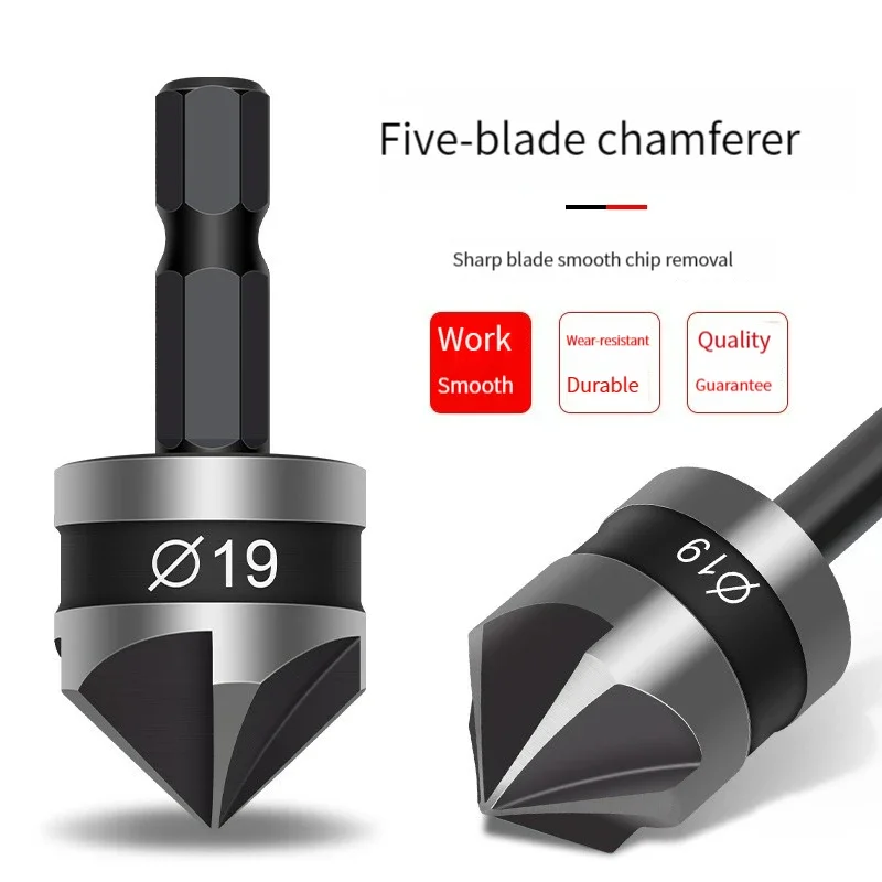 90-Degrees-Chamfer-Drill-Bit-Set-12-16-19mm-5-Flute-Metal-Woodworking ...