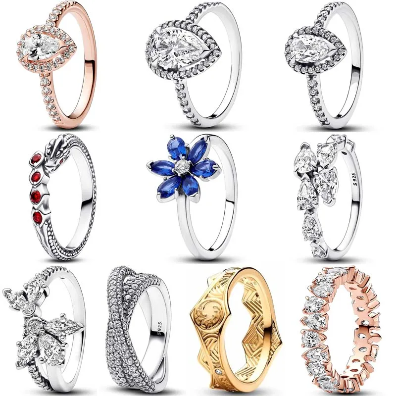 PANDORA-Anillo-de-Plata-de-Ley-925-con-cristal-para-mujer-sortija-de ...