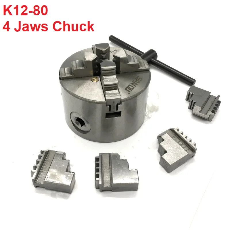 K12 80 4 Jaws Lathe Chuck Self Centering With Turning Machine Tools ...