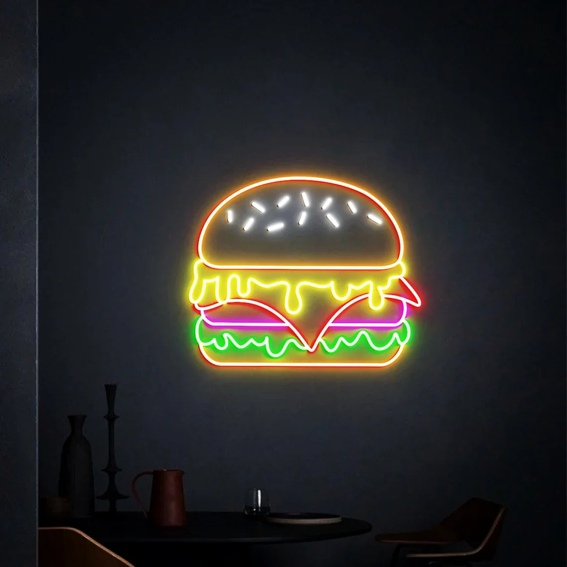 Burger-Neon-Sign-Food-Burger-Shop-Restaurant-Wall-Art-Hanging-Game-Room ...
