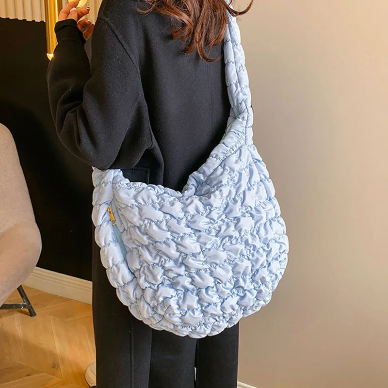 Large-Capacity-Cloud-Bag-Korean-Bubble-Girls-Cotton-Plaid-Tote-Shoulder ...