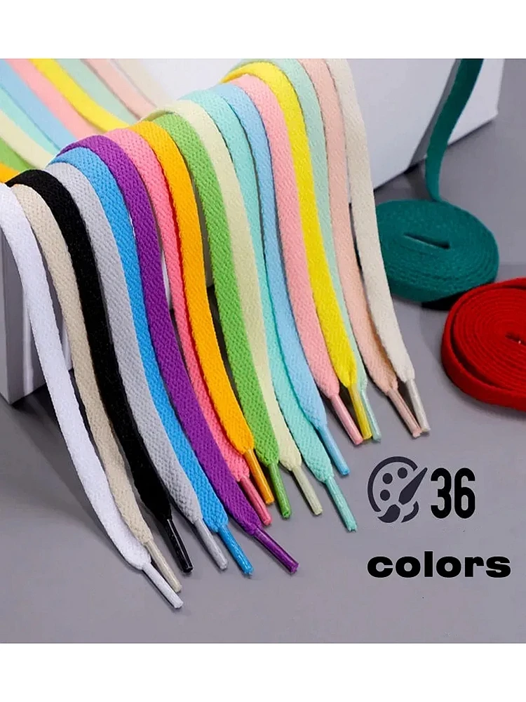 1Pair-Classic-Shoelaces-Solid-Fabric-Shoe-laces-Sneakers-Flat-Shoelace ...