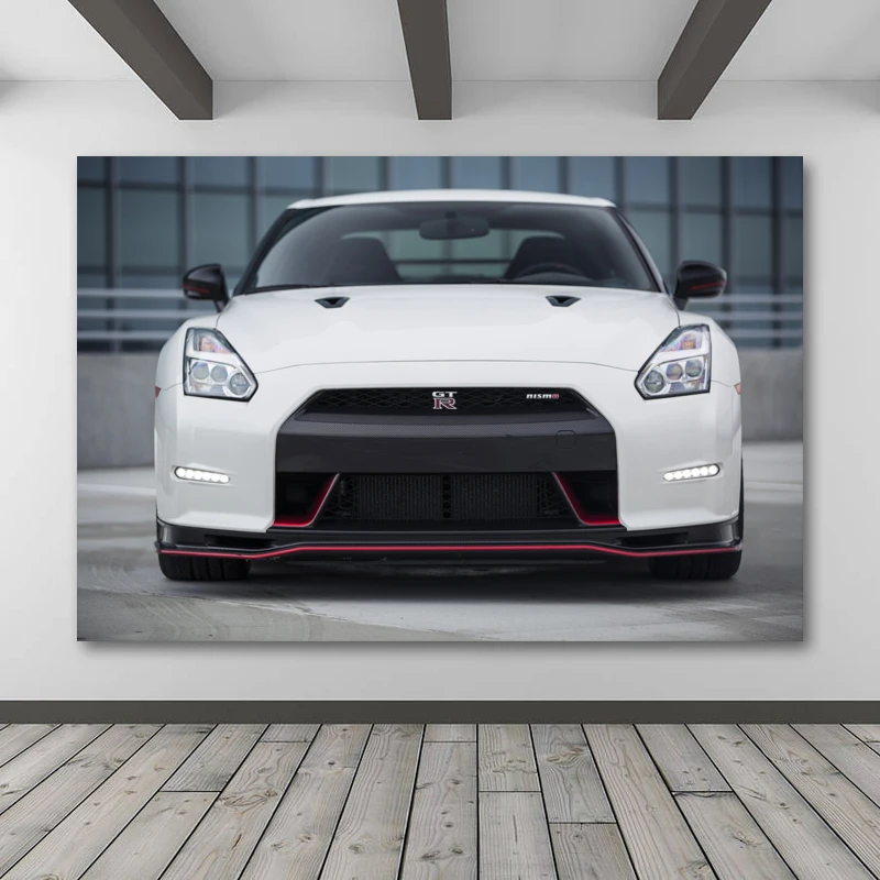 Nissan GTR R35 Front View Supercar Wallpaper Posters Canvas Wall Art 4K ...