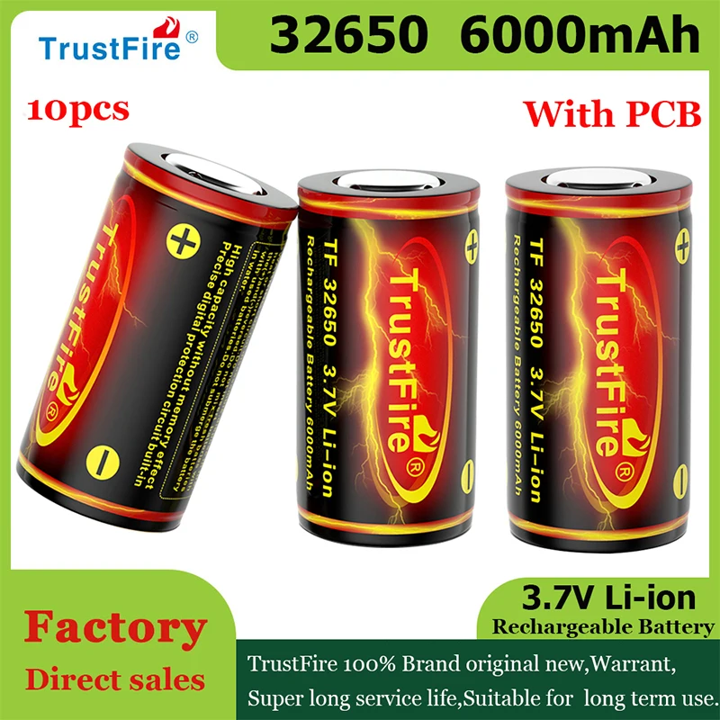 TrustFire 32650 Li-ion Battery 3.7v 6000mAh Rechargeable Battery with ...