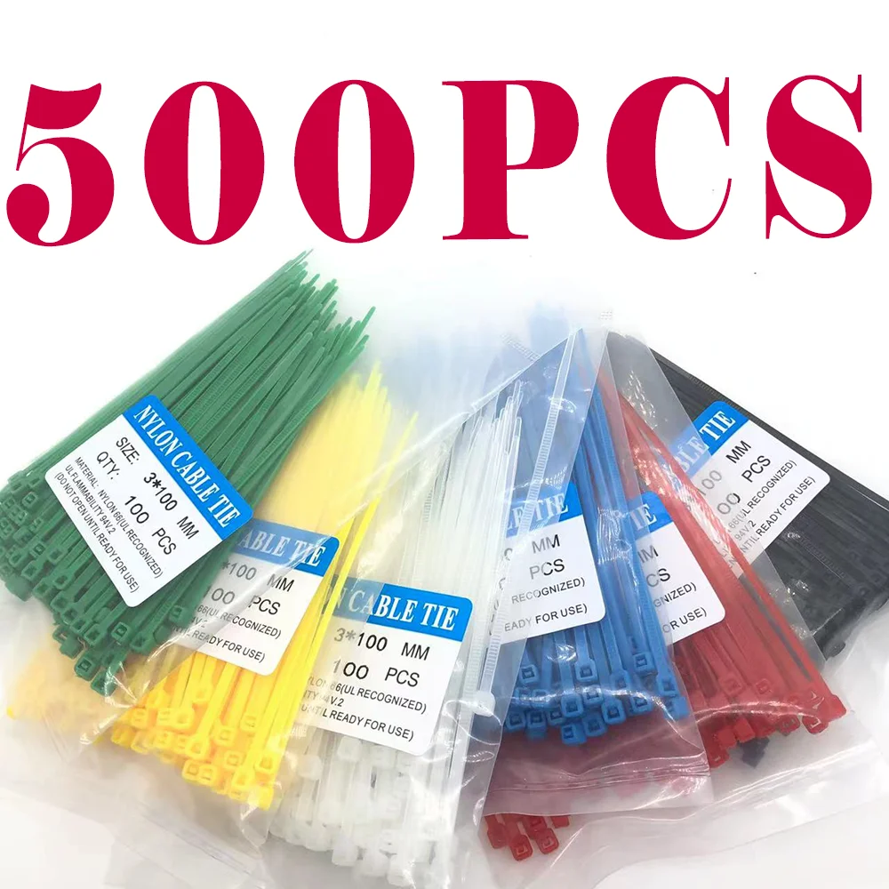 Self-locking-plastic-nylon-cable-tie-500-pieces-black-3x100-cable-tie-fastening-ring-industrial ...