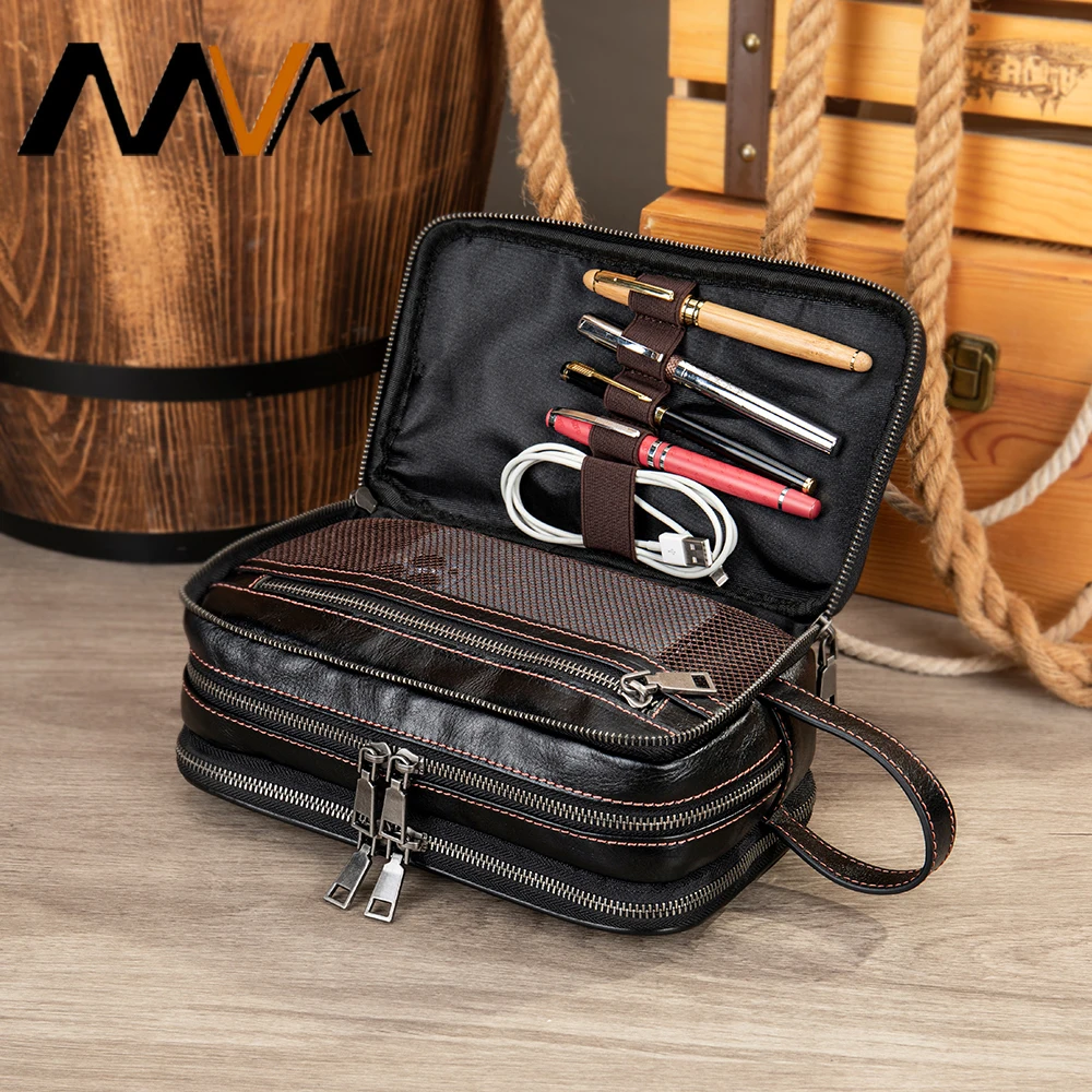 MVA Genuine Leather Men Clutch Bag Design Handbag Long Wallet Male ...
