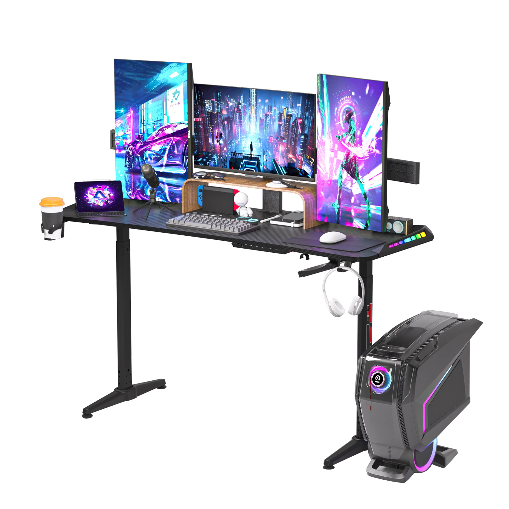 Height-Adjustable-Gaming-Desk-Standing-Desk-Large-Gaming-Computer-Desk ...
