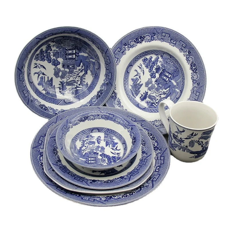 The Blue Willow Dinner Set Elegant England Style Dinner Ware Ceramic ...