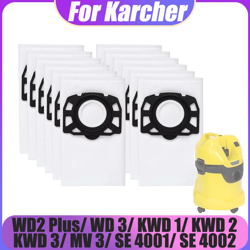 Dust Bags Kit Compatible with Karcher WD2 Plus, WD 3, KWD 1, KWD 2, KWD ...