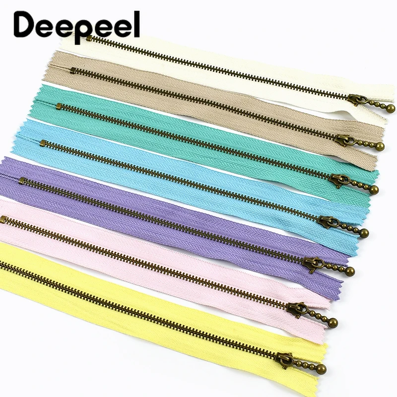 2/5/10Pcs 3# Metal Zippers Bronze Teeth 12/15/20cm Closed-End Zipper ...