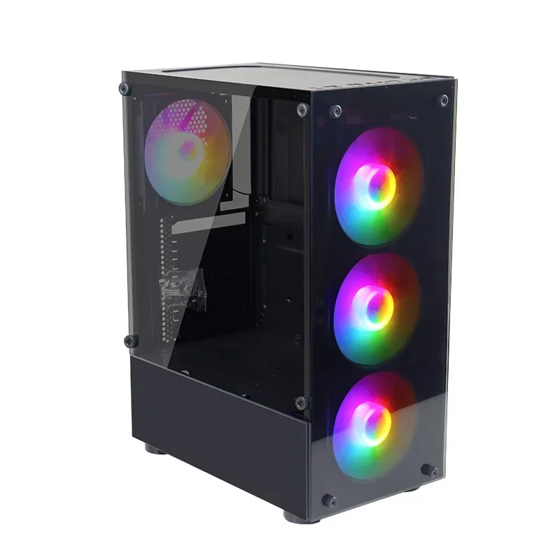 MANMU ATX M-ATX Computer Chassis Tempered Glass Pc Case Computer Cases ...
