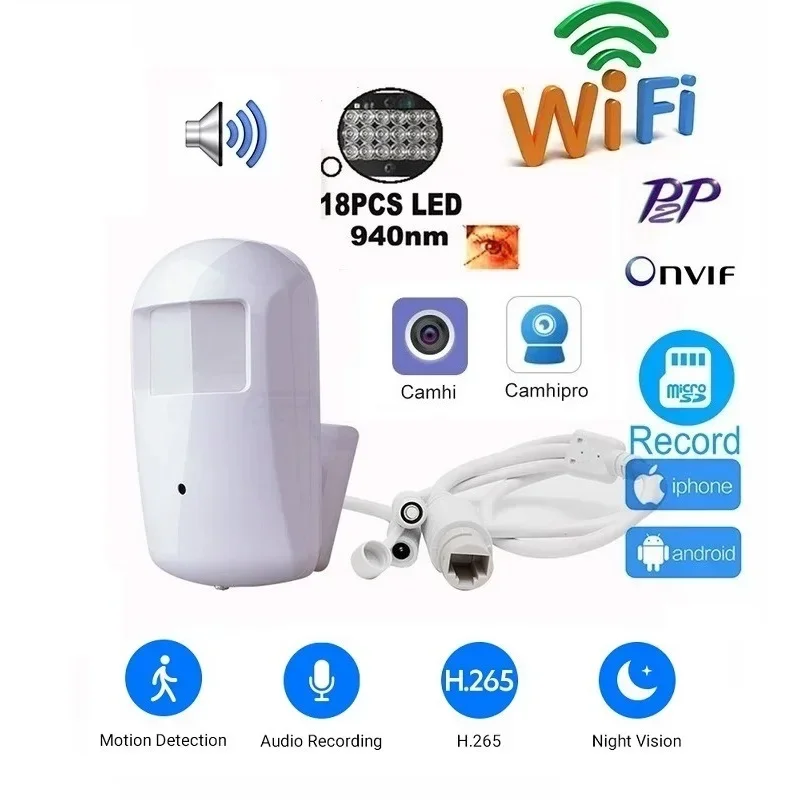 Camhi 2MP/5MP HD Pir Style Mini Wifi Camera Indoor Covert Security ...