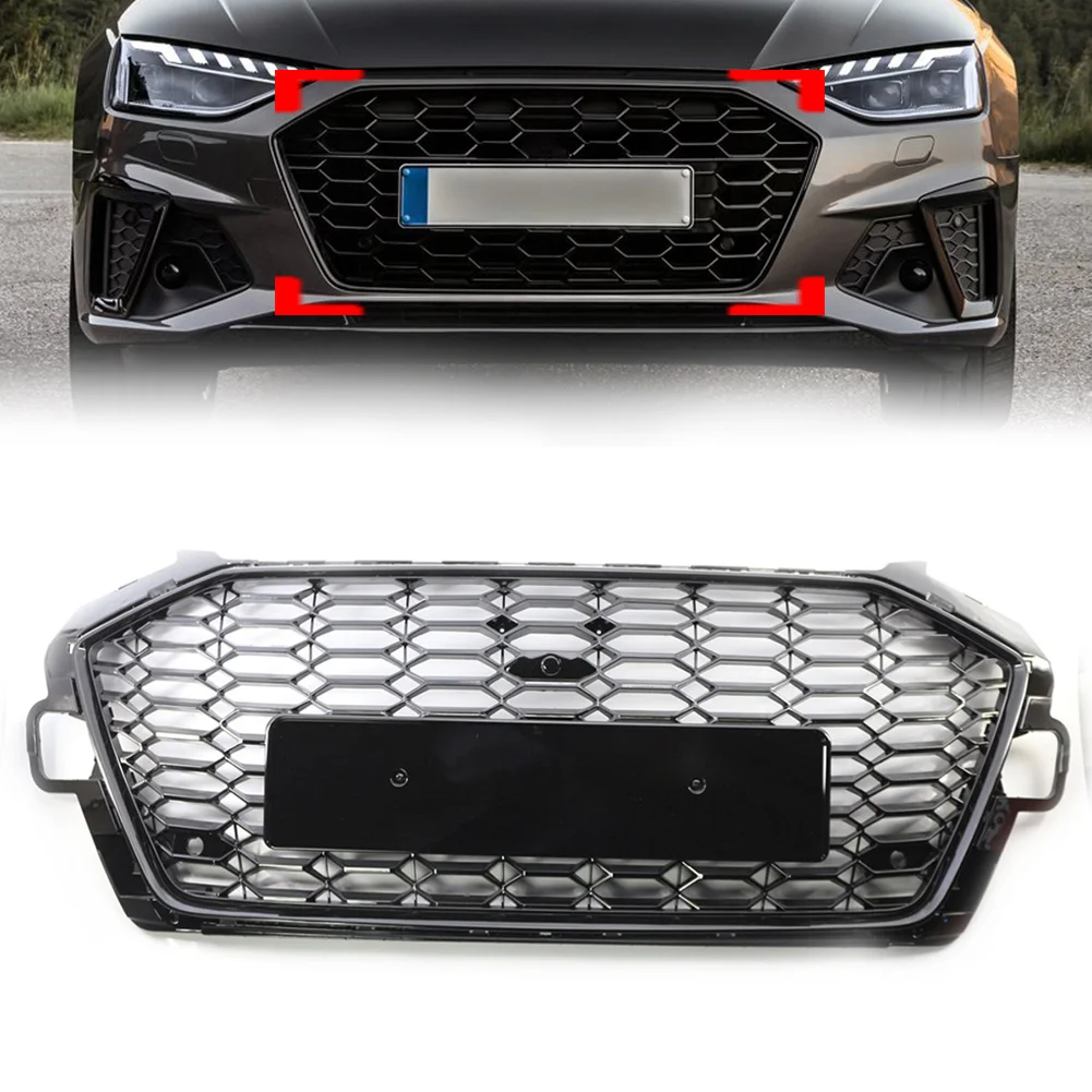 Glossy-Black-Car-Honeycomb-Front-Grille-Bumper-Mesh-Girll-For-AUDI-A4 ...