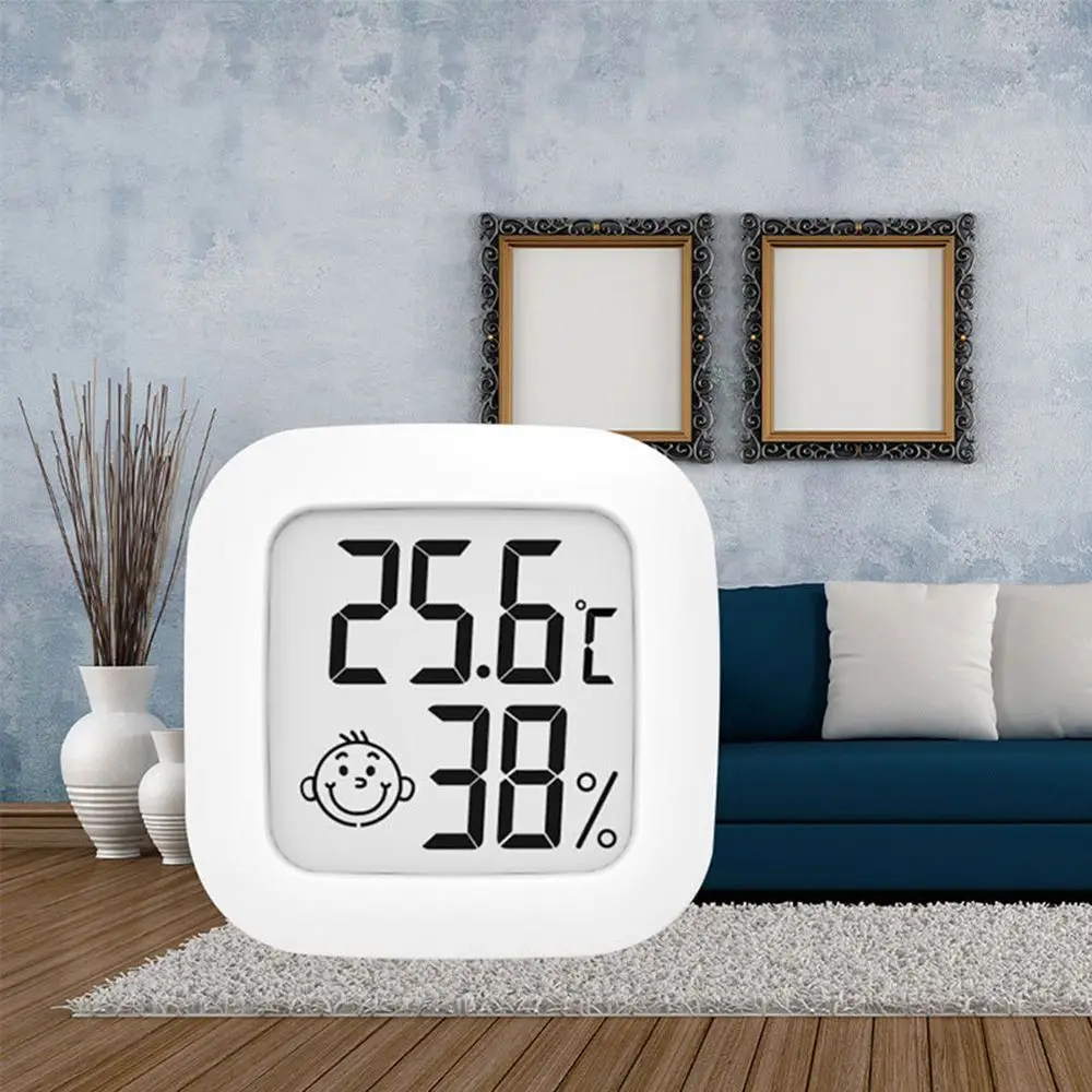 1pc Mini Smiley Digital Thermometer Hygrometer Led Temperature Humidity ...