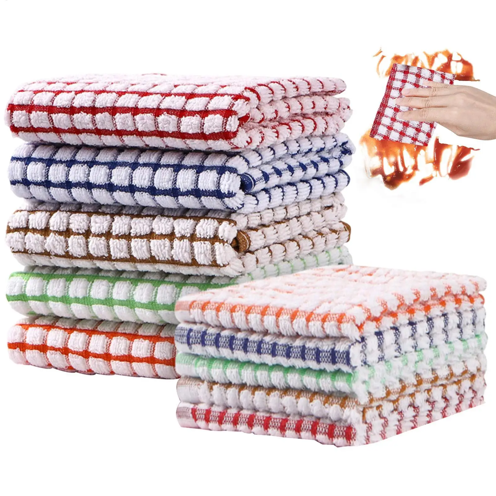 Terry Tea Towels 10Pcs Kitchen Tea Towels Absorbent Lint Catering ...