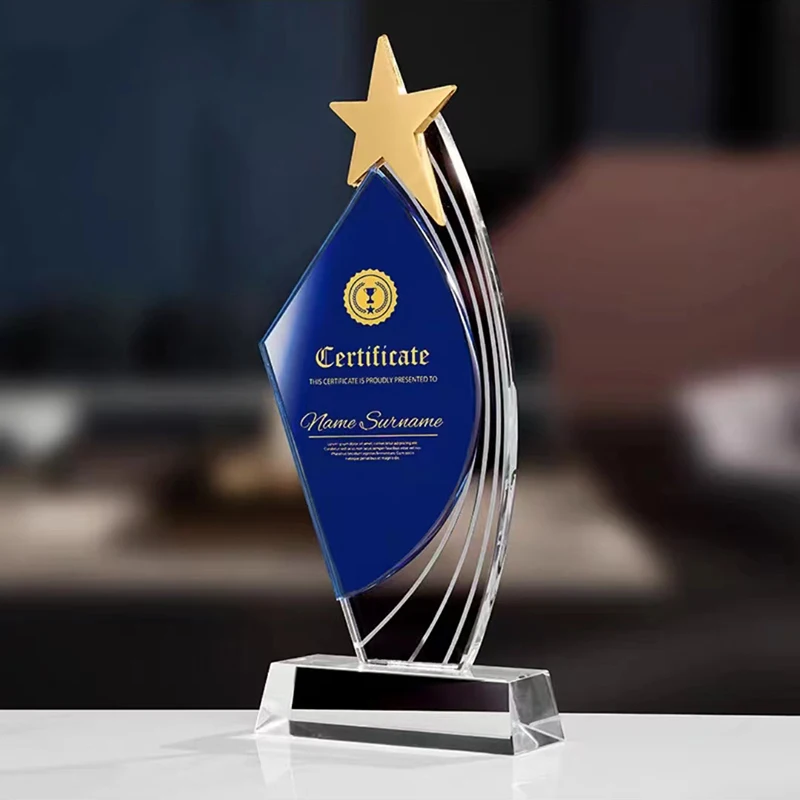 Popular-Blue-Crystal-Trophy-Customization-Engrave-LOGO-Text-Company ...