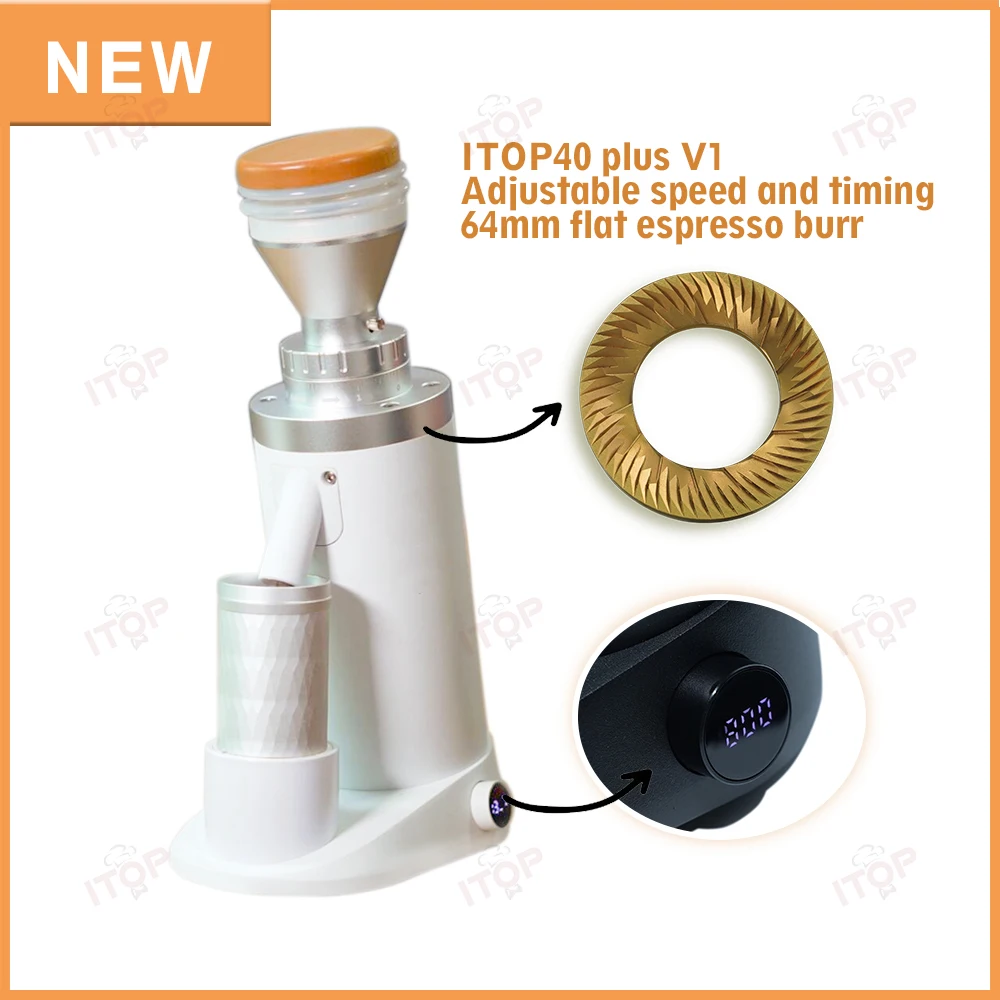 ITOP40 Plus-V1/V2 Coffee Grinder Machine 64MM Flat Titanium Burrs Adjustable Speed Version ...