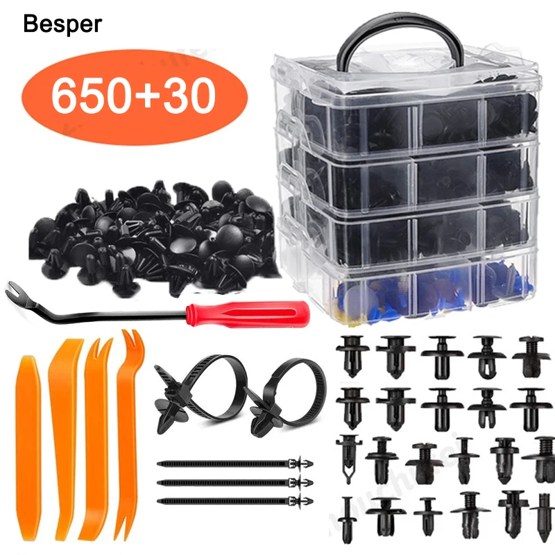 Besper 650 Pcs Car Fastener Clip Auto Body Push Retainer Pin Rivet ...