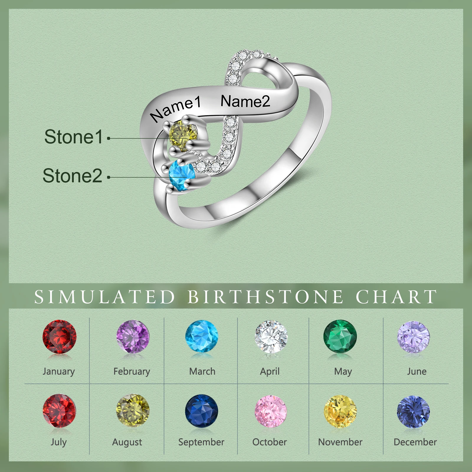 Infinity Ring With Birthstones