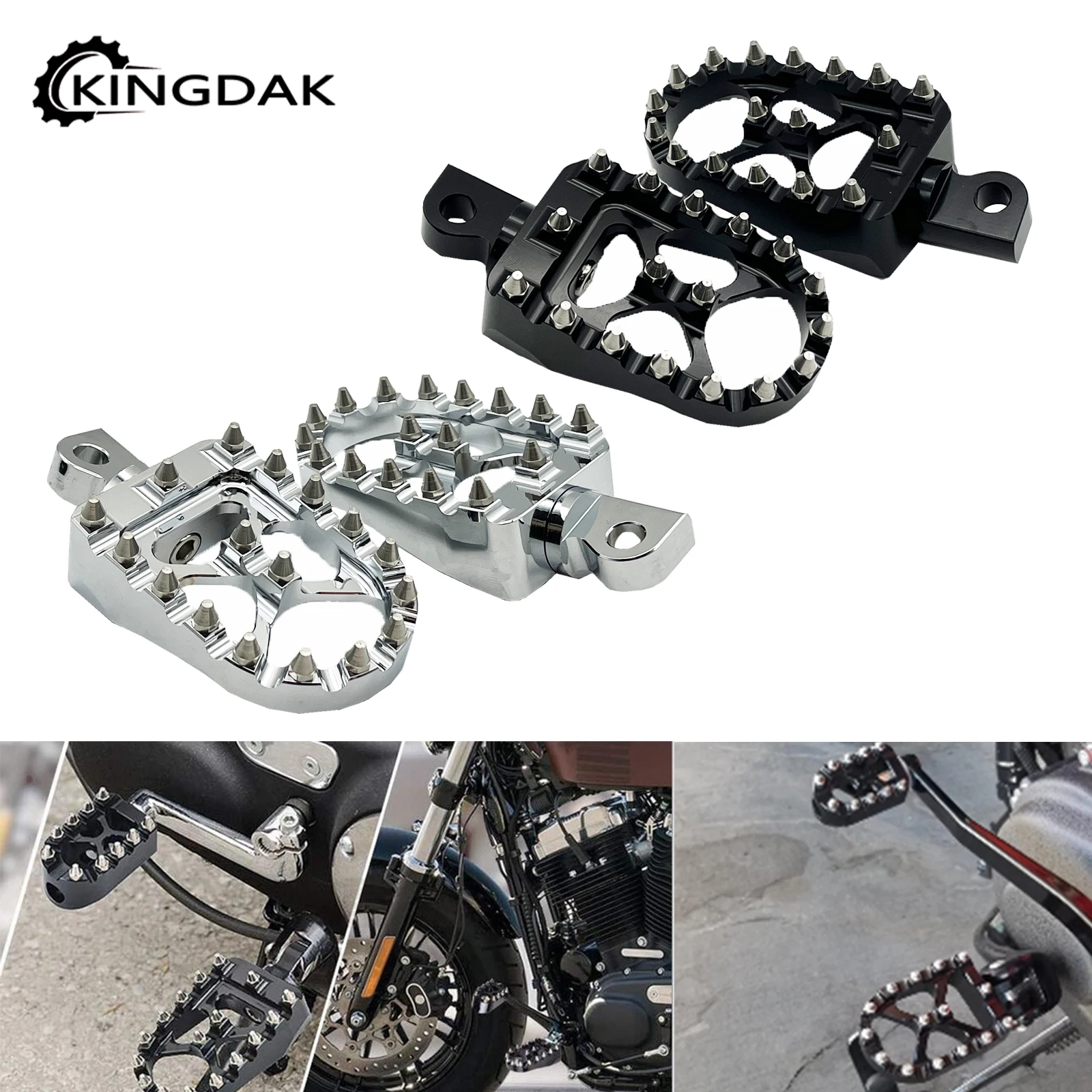 MX Style CNC Wide Fat Foot Pegs Rests Fit For Harley Dyna Sportster ...