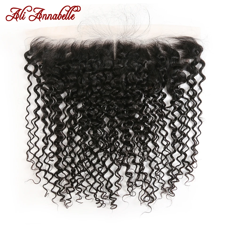 ALI ANNABELLE HAIR Kinky Curly Frontal Medium Brown Transparent Lace ...