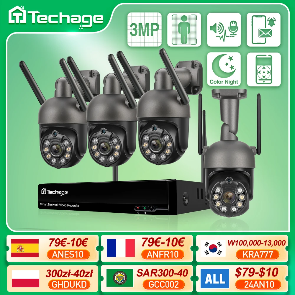 Techage-H-265-10CH-3MP-Wireless-Video-Security-Camera-System-Outdoor ...