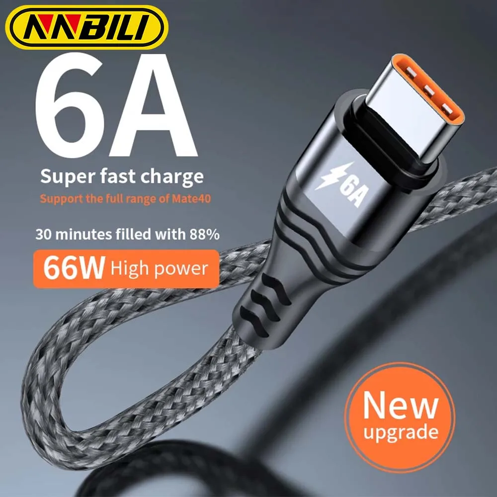 NNBILI-100W-66W-6A-USB-Type-C-Cable-For-Huawei-Surper-Fast-Charging ...
