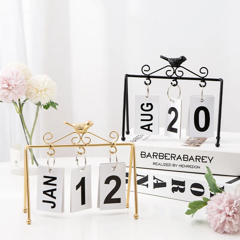 DIY Iron Bird Page Flip Calendar Decoration Crafts Creative Perpetual ...