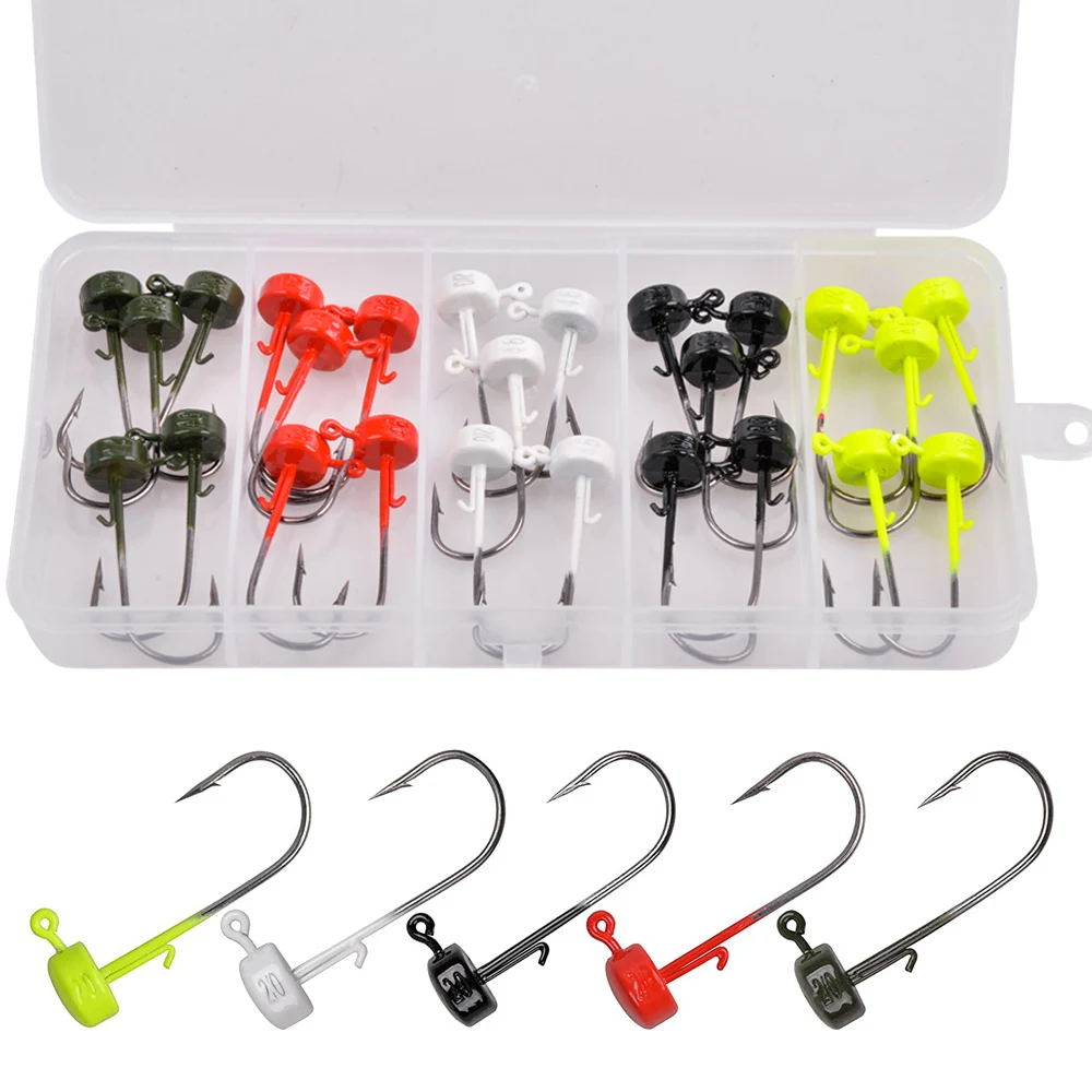25Pcs Ned Rig Jig Heads Kit Mushroom Jig 2.8g 3.5g 4.6g Weedless ...