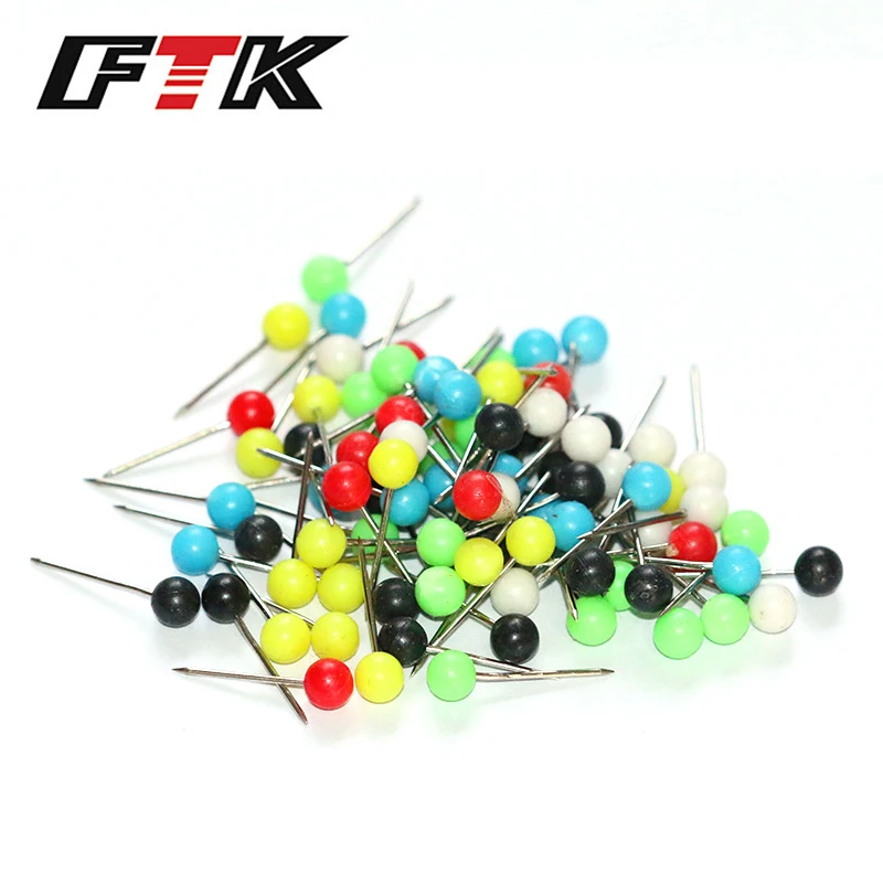 FTK-100Pcs-Colorful-Plastic-Fishing-Pin-Position-Mark-Bead-Needle-Pin ...