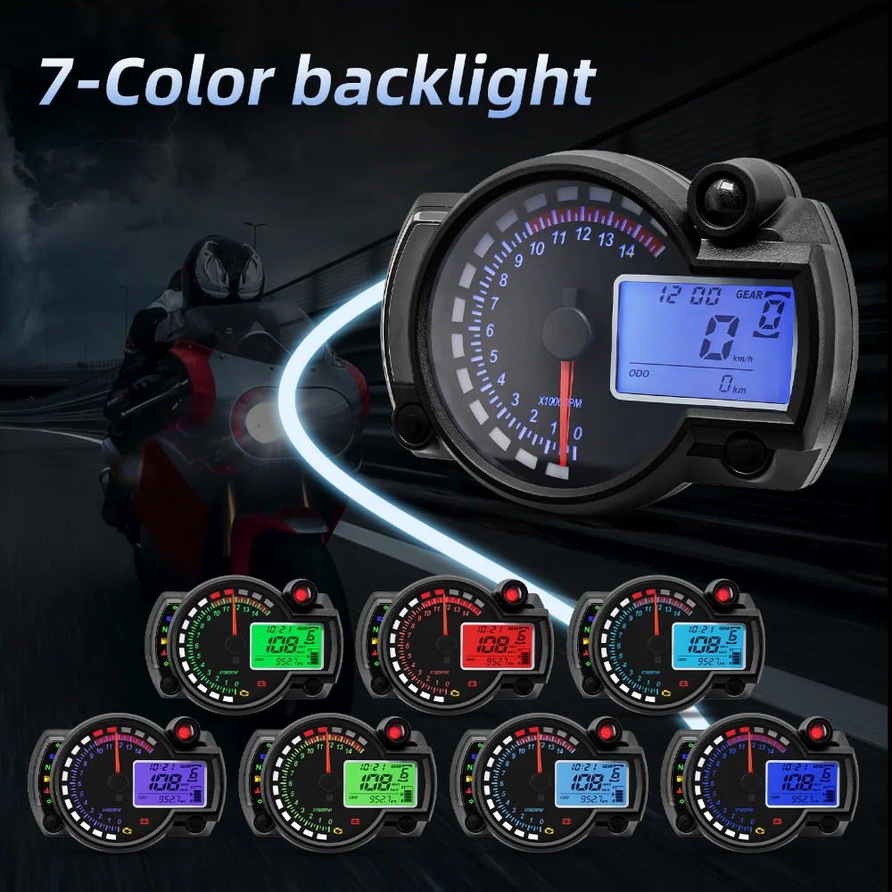 Universal-Motorcycle-Speedometer-LED-Digital-Moto-Dashboard-7color ...