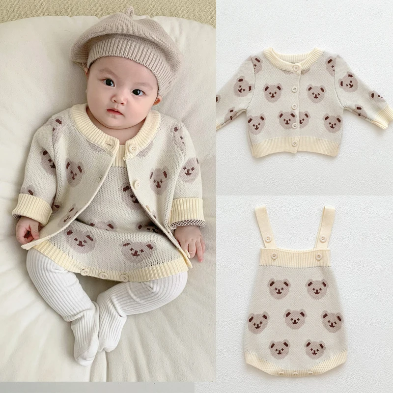 2022 outono bebê meninas conjuntos de roupas recém nascidos bonito urso ...
