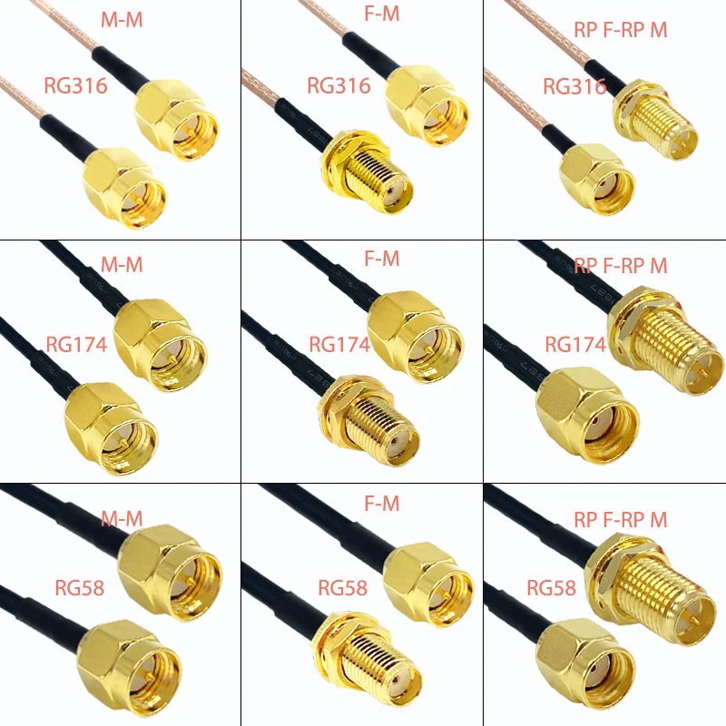 QUALINET RG316 RG174 RG58 Cable SMA Male To SMA Male RPSMA Female 0.1m ...