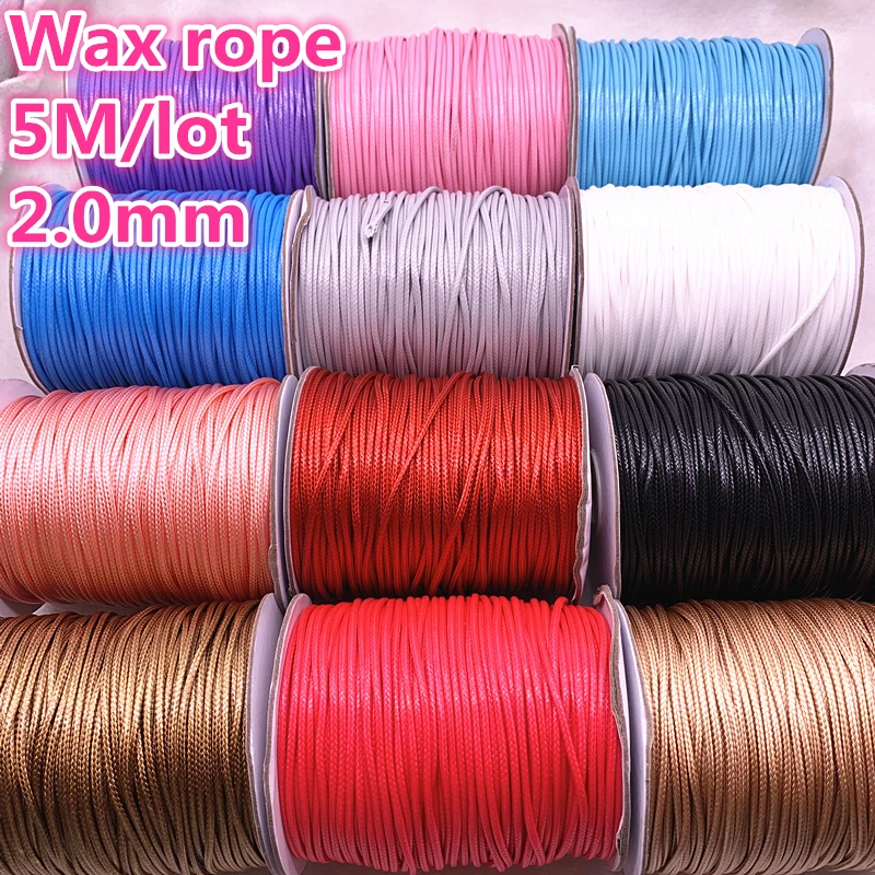 NEW 5Meters 2.0mm Waxed Cotton Cord Waxed Thread Cord String Strap ...