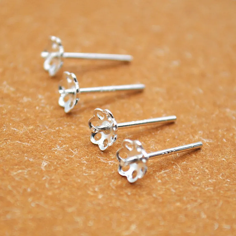 1-Pair-5mm-Solid-925-Sterling-Silver-Earring-Post-Ear-Studs-with-Cupped ...