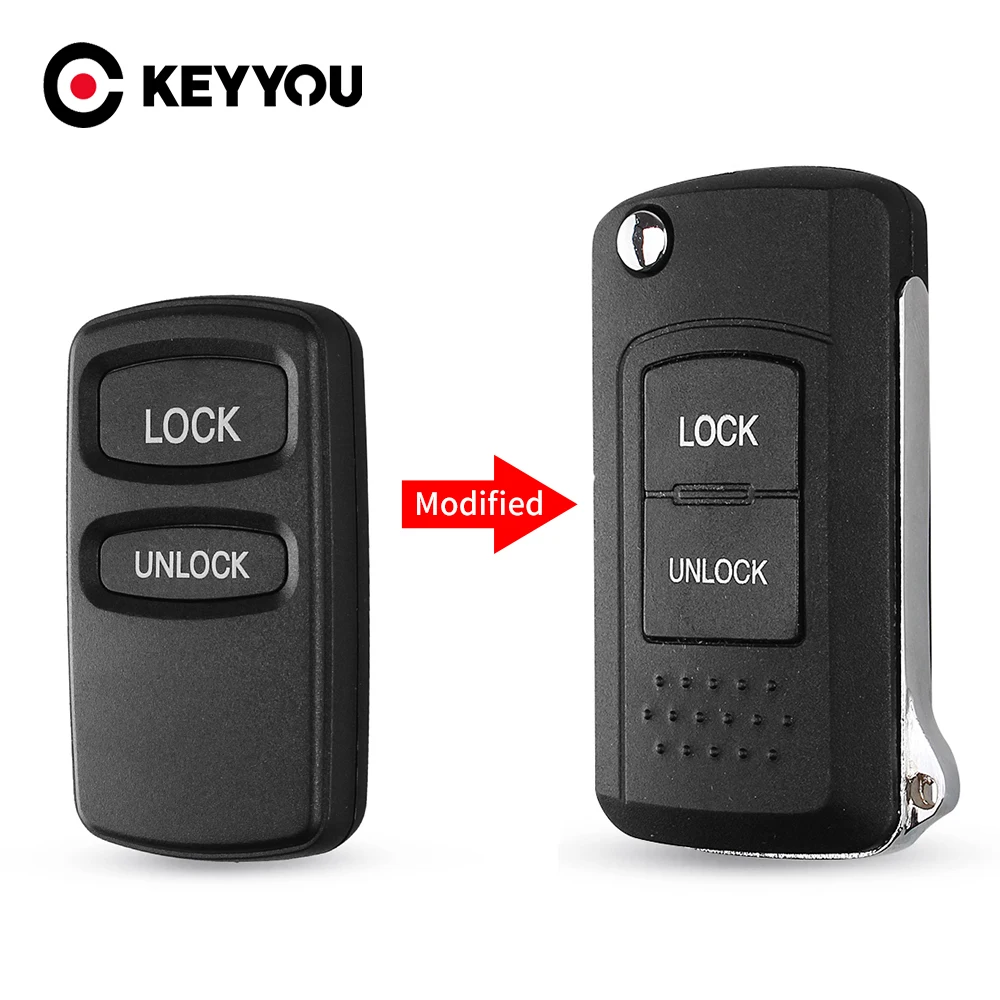 KEYYOU-2-Buttons-Remote-Flip-Folding-Key-Shell-Fob-Keyless-Case-For ...