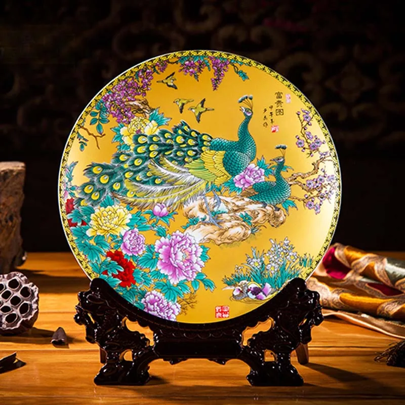 Gold-8-0-Chinese-Style-Colour-Enamel-Porcelain-Peacock-Flower-Bird ...