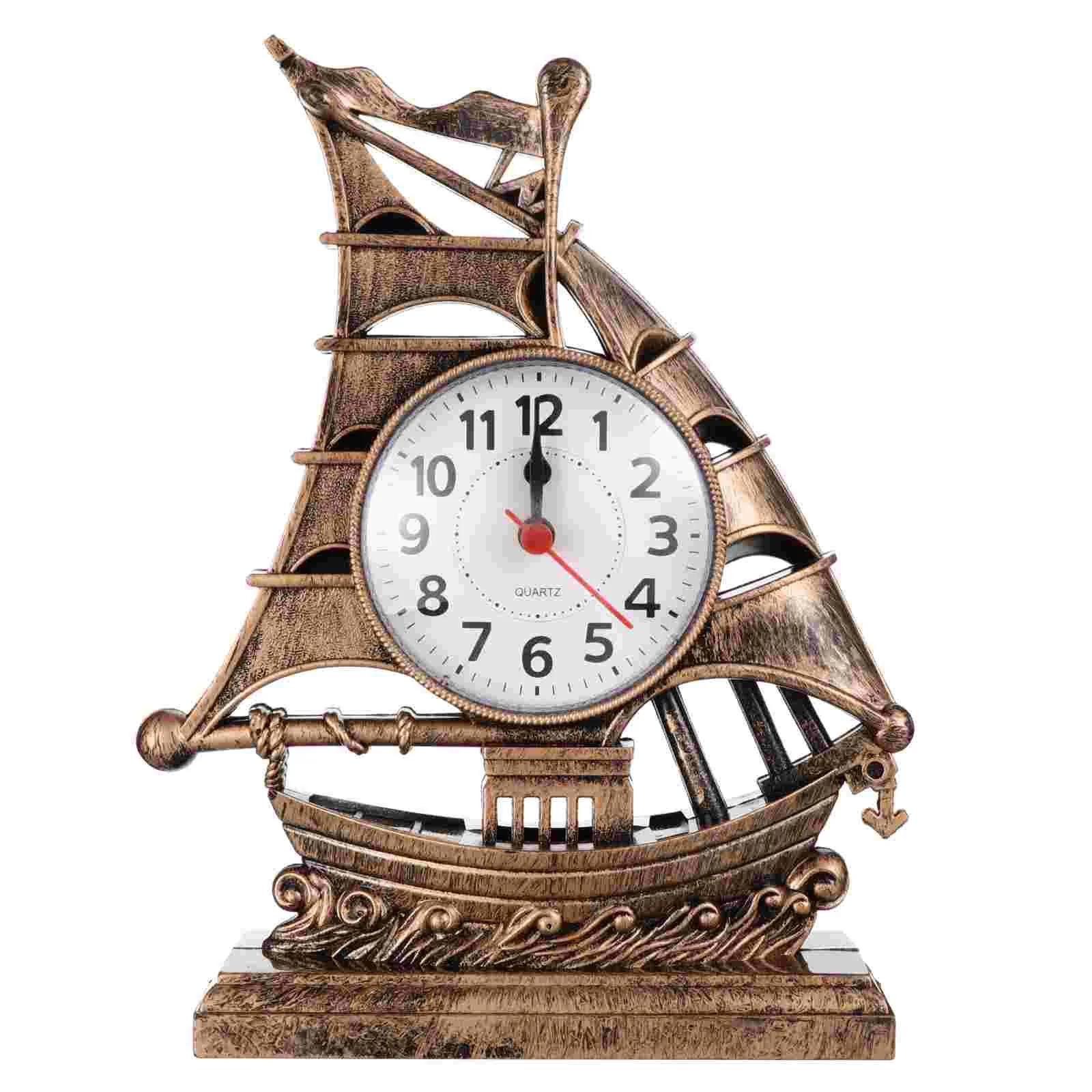 Clock-Alarm-Sailboat-Table-Vintage-Desk-Retro-Model-Ornament-Clocks ...