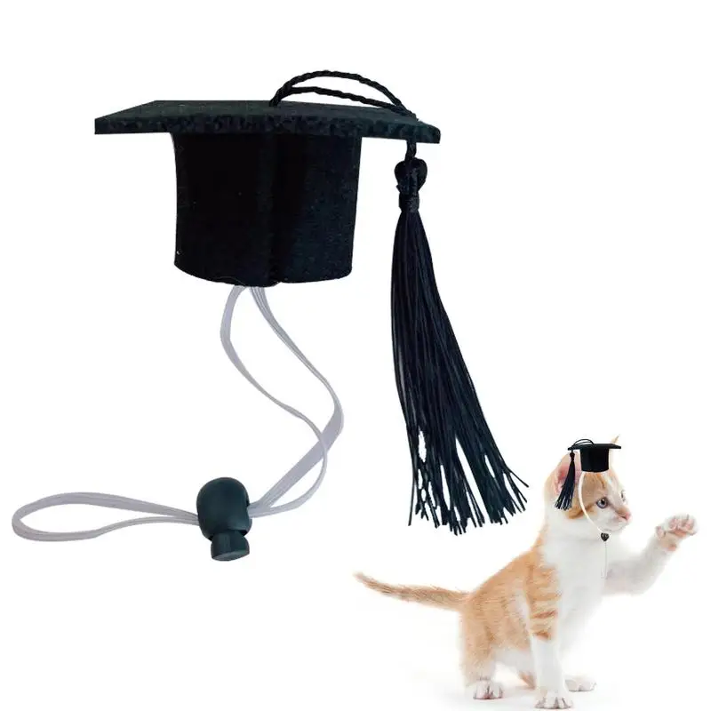 Black Dog Graduation Hats Pet Graduation Caps with Adjustable Straps ...
