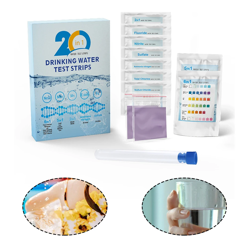 1set-20-In-1-Drinking-Water-Testing-Kit-Strips-Tests-Tube-Dropper-Home ...