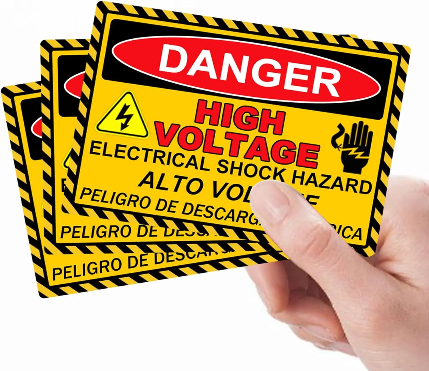 High-Voltage-Electrical-Shock-Hazard-Sign-Stickers-5x7-inch-Vinyl-Self ...